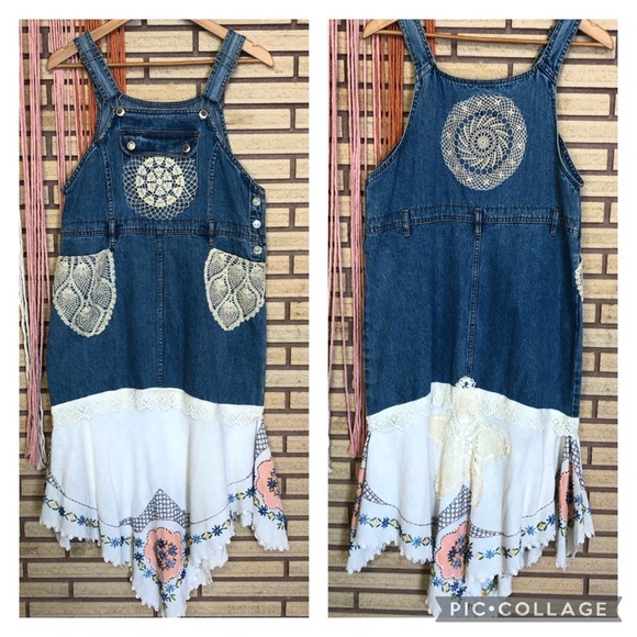 Vintage | Dresses | Vintage Repurposed Denim Overalls Denim Dress ...